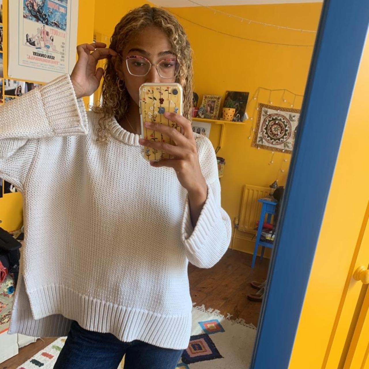 White Knitted Zara Jumper Nice And Cosy Has A Depop