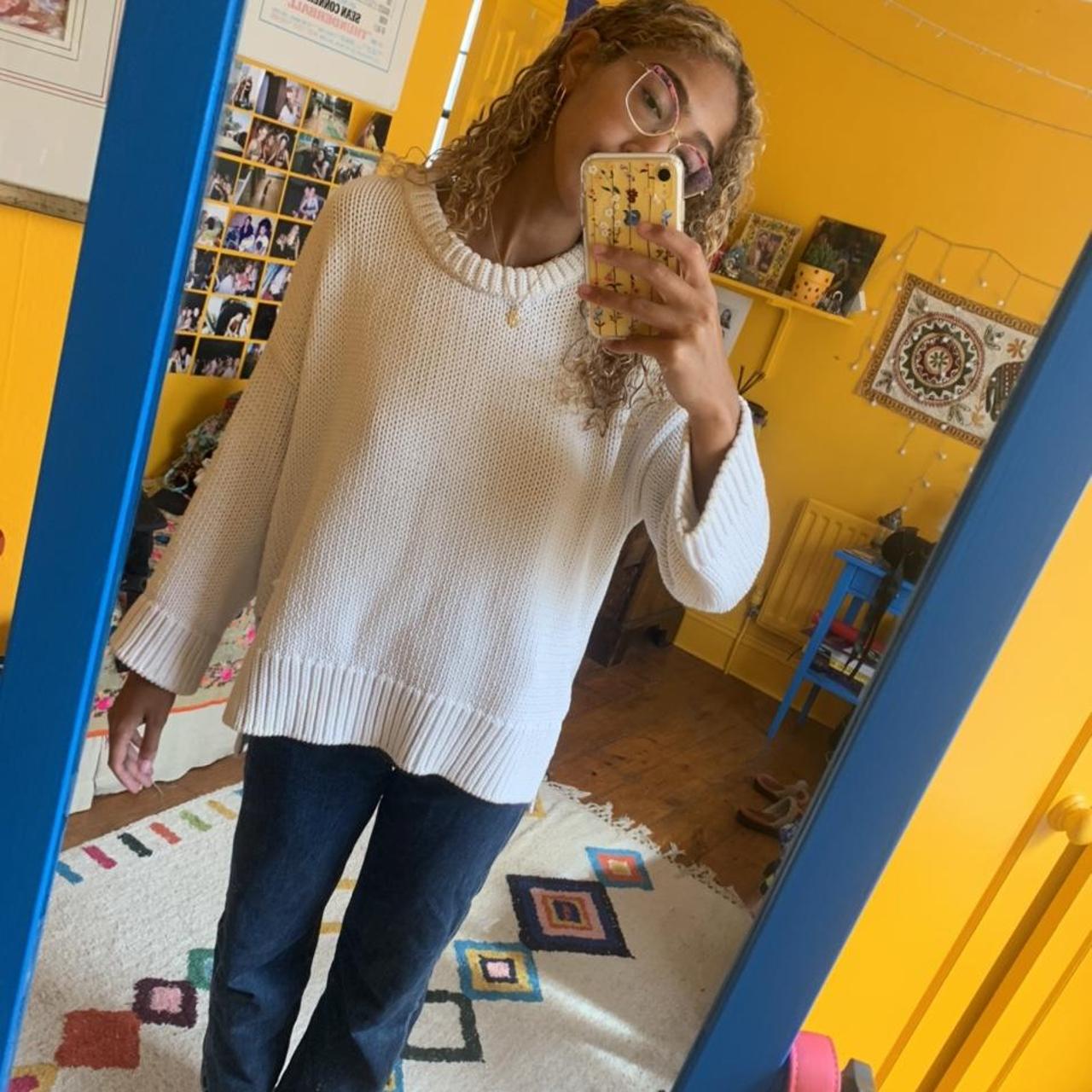White Knitted Zara Jumper Nice And Cosy Has A Depop