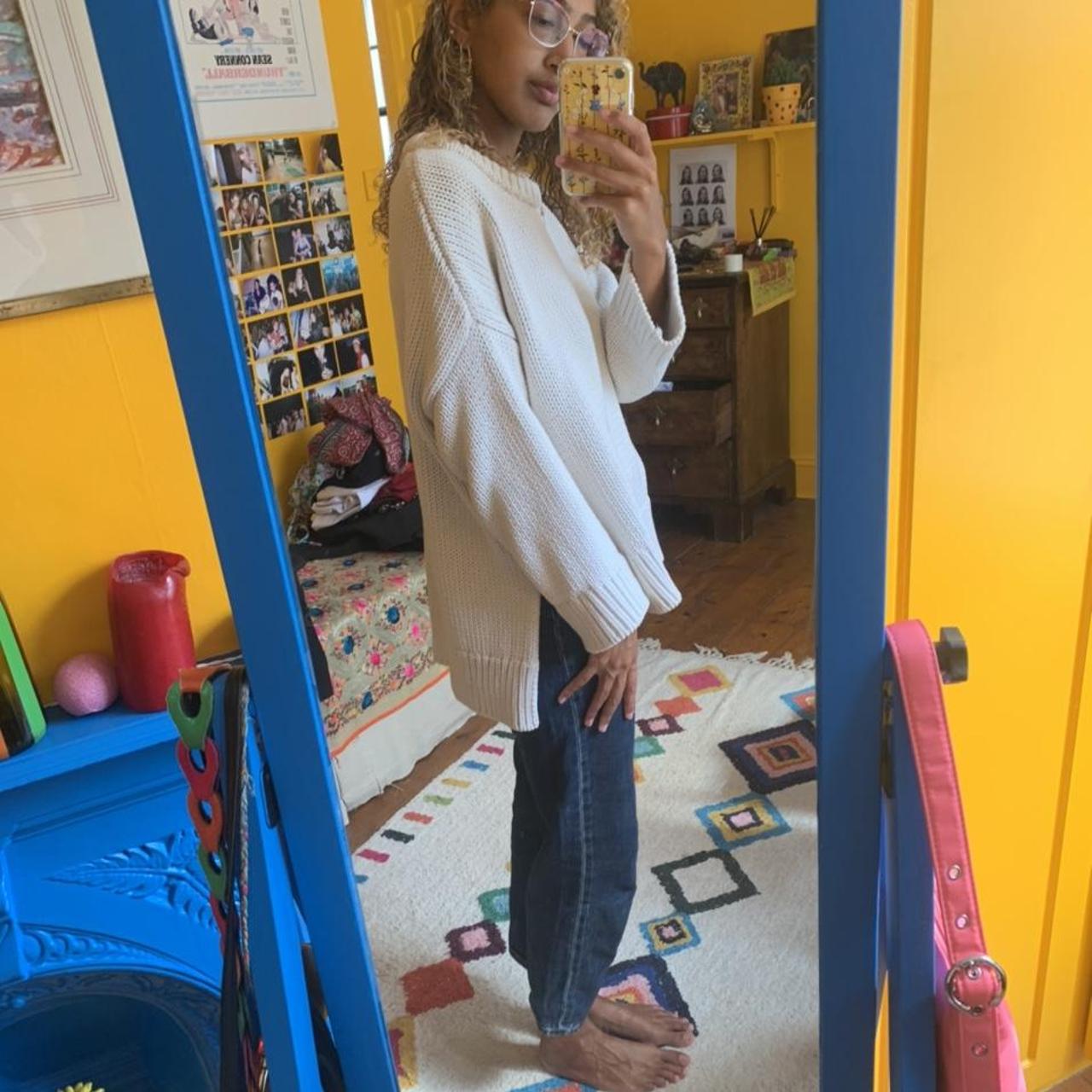 White knitted Zara jumper - nice and cosy - has a... - Depop