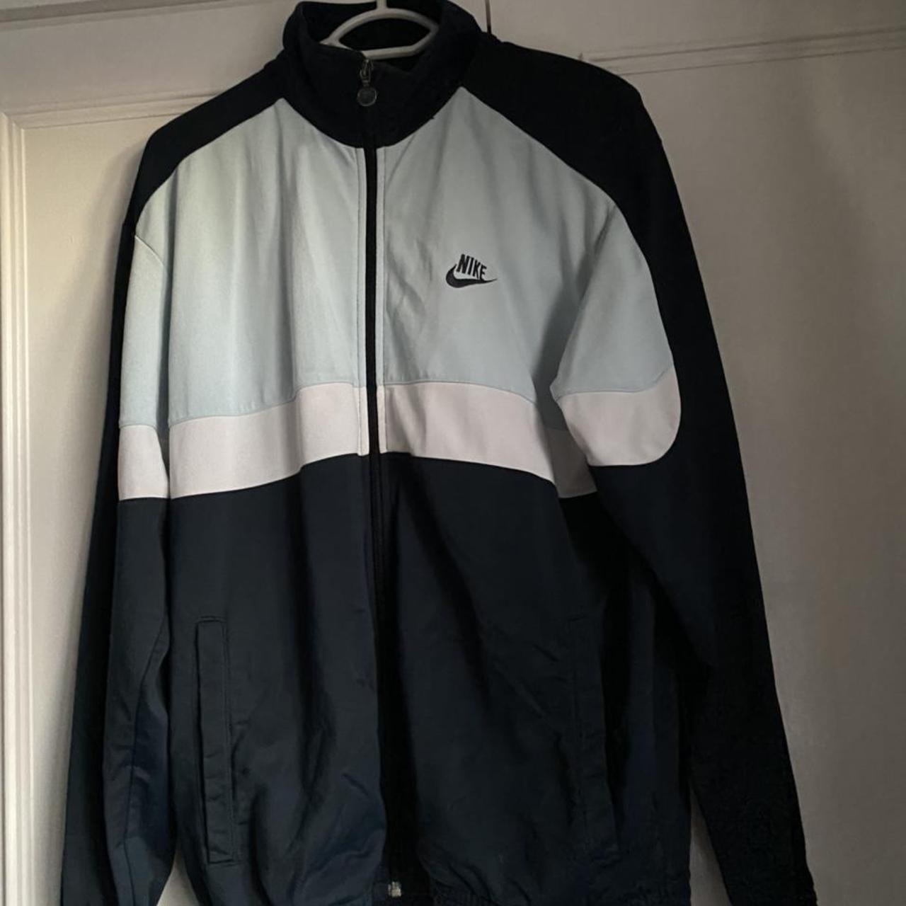Dark and light blue Nike jacket, sick for festivals!... - Depop