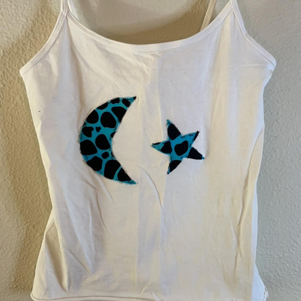 Star and moon cropped tank top. Spaghetti strap... - Depop