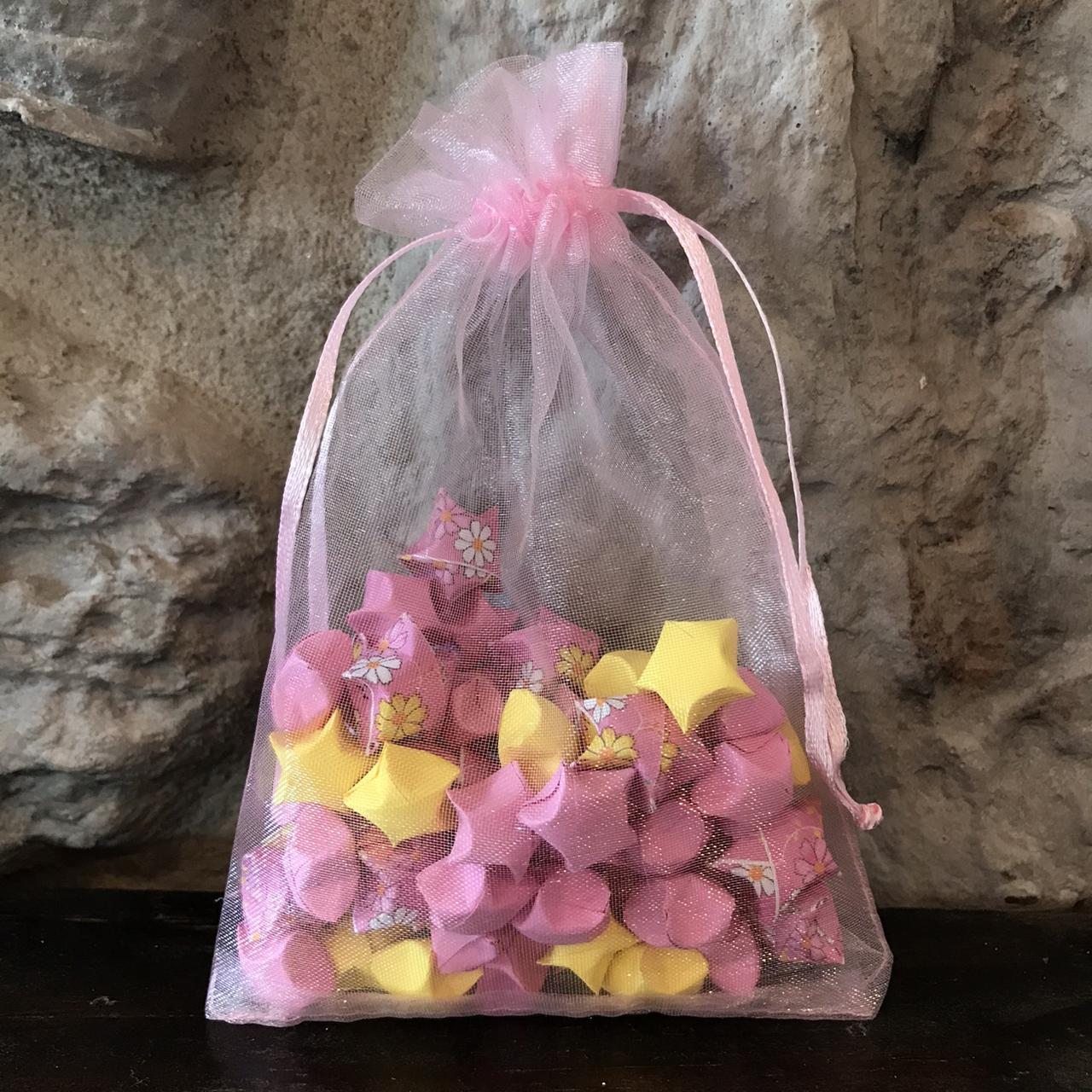 4 x 6 paper star bag • pink and yellow daisy theme... - Depop