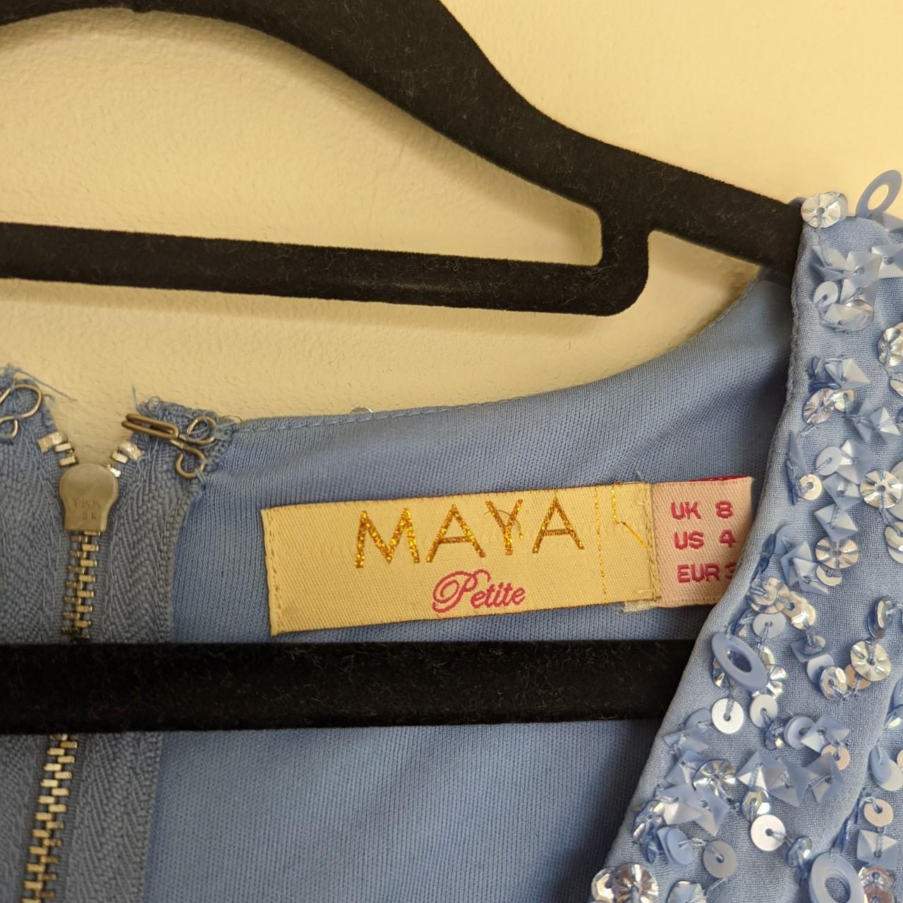 Maya Women's Blue and Silver Dress | Depop