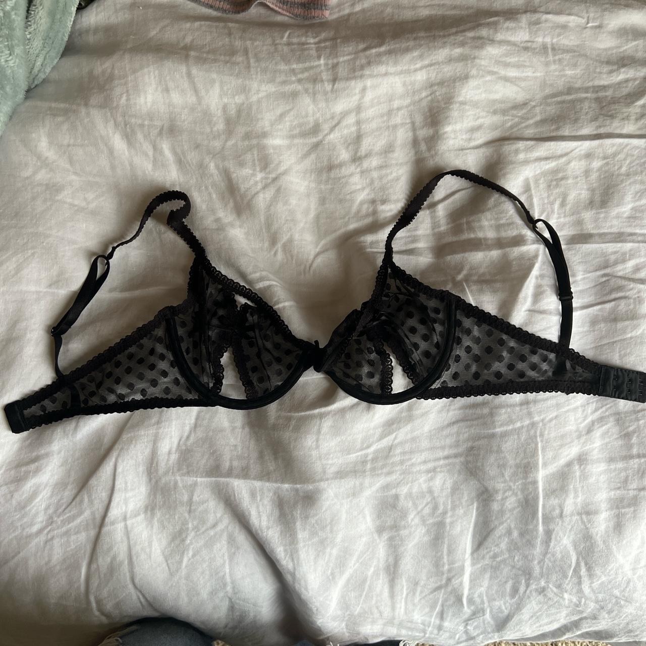 black sam edelman see through cut out polka dot lace... - Depop