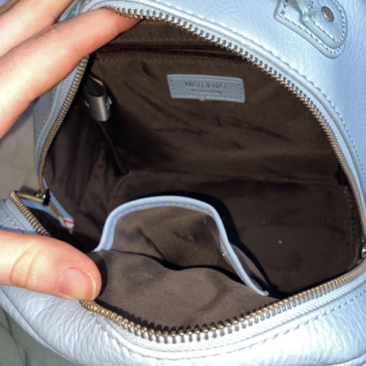 Powder blue mini backpack made from 100% vegan... - Depop