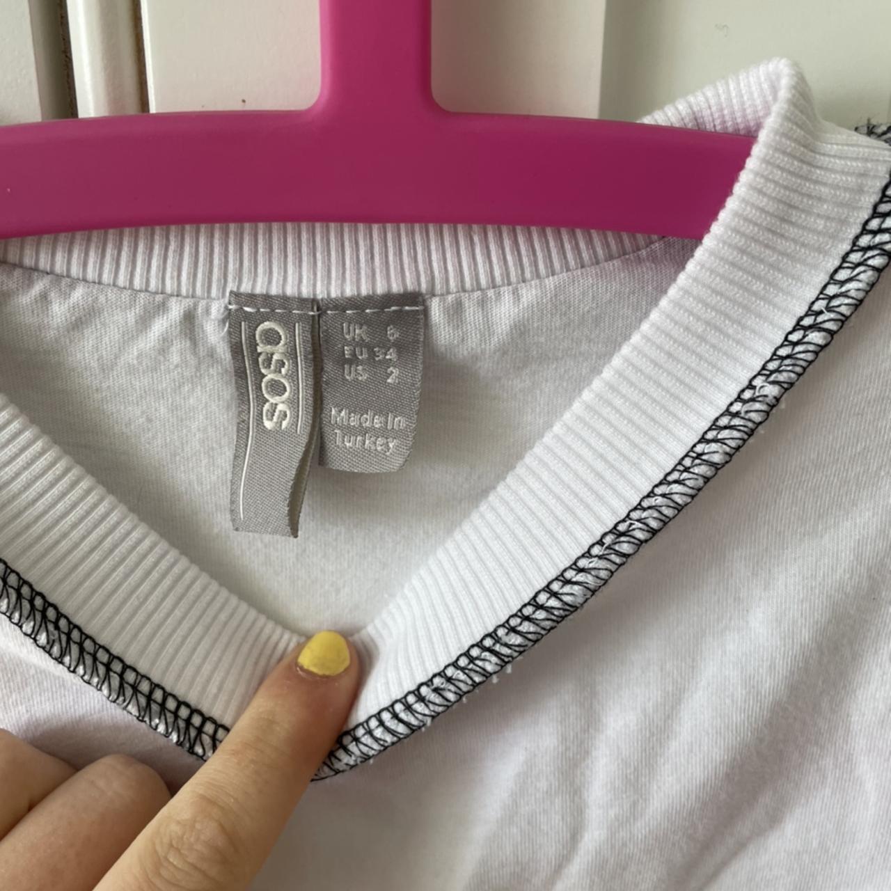 White long sleeve cropped tshirt, ASOS, UK6, good... - Depop