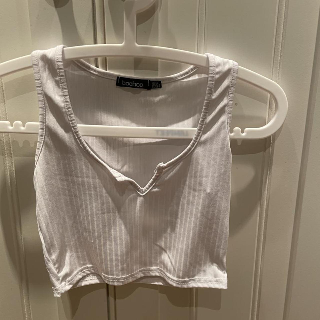 White ribbed crop top, Boohoo, size UK6, free... - Depop