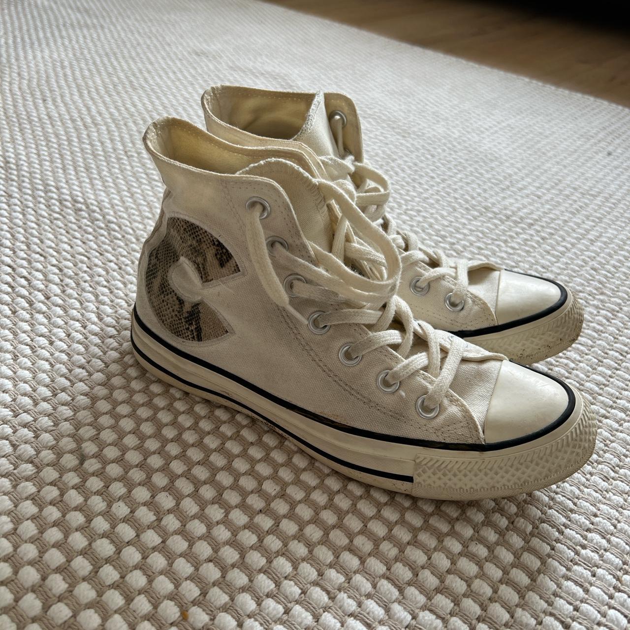 Cream converse worn a maximum of 2-3 times,... - Depop