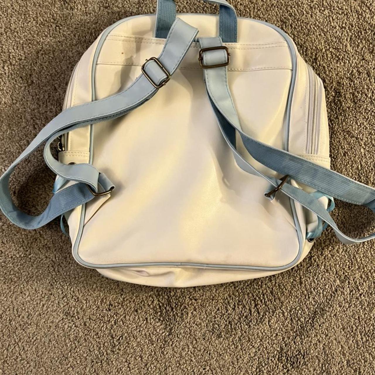 Blue and white ita backpack. Used. Please note pin... - Depop