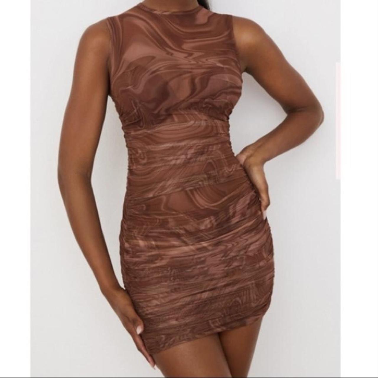 House of CB sheer brown dress Size L+ Very... | Depop