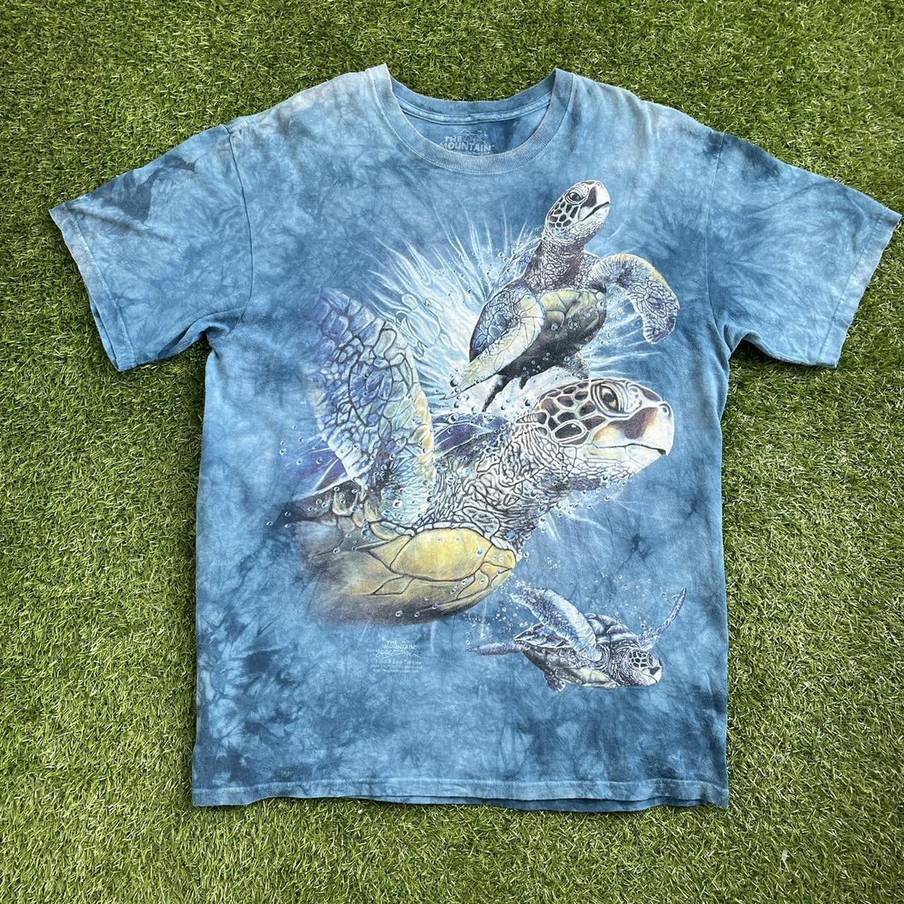 blue sea turtle graphic tee shirt from THE MOUNTAIN... - Depop