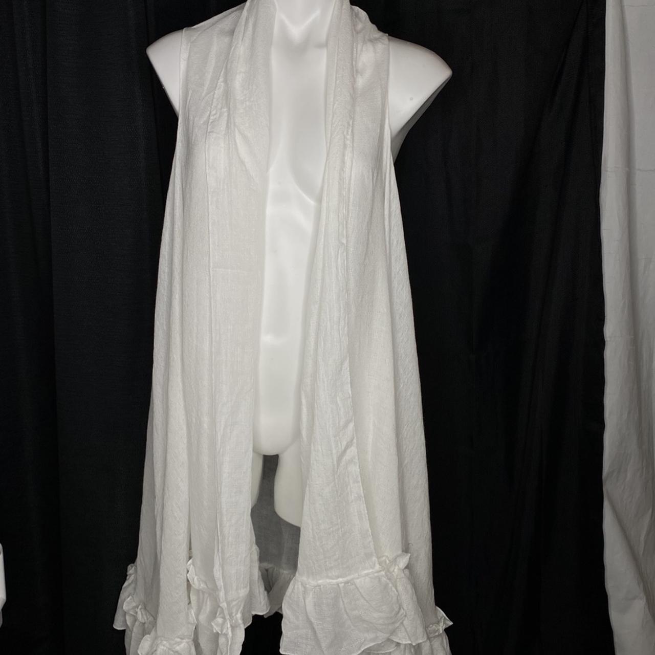 White long ruffle vest if you belt this it could be... - Depop