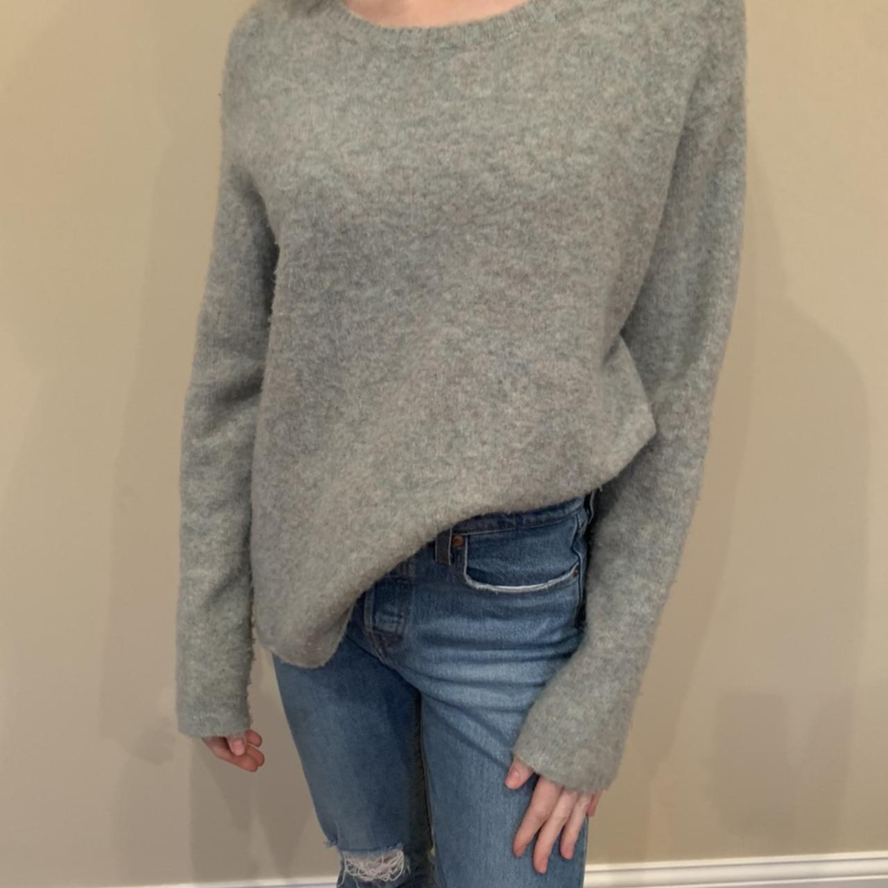 Weekday Women's Grey and Blue Jumper | Depop