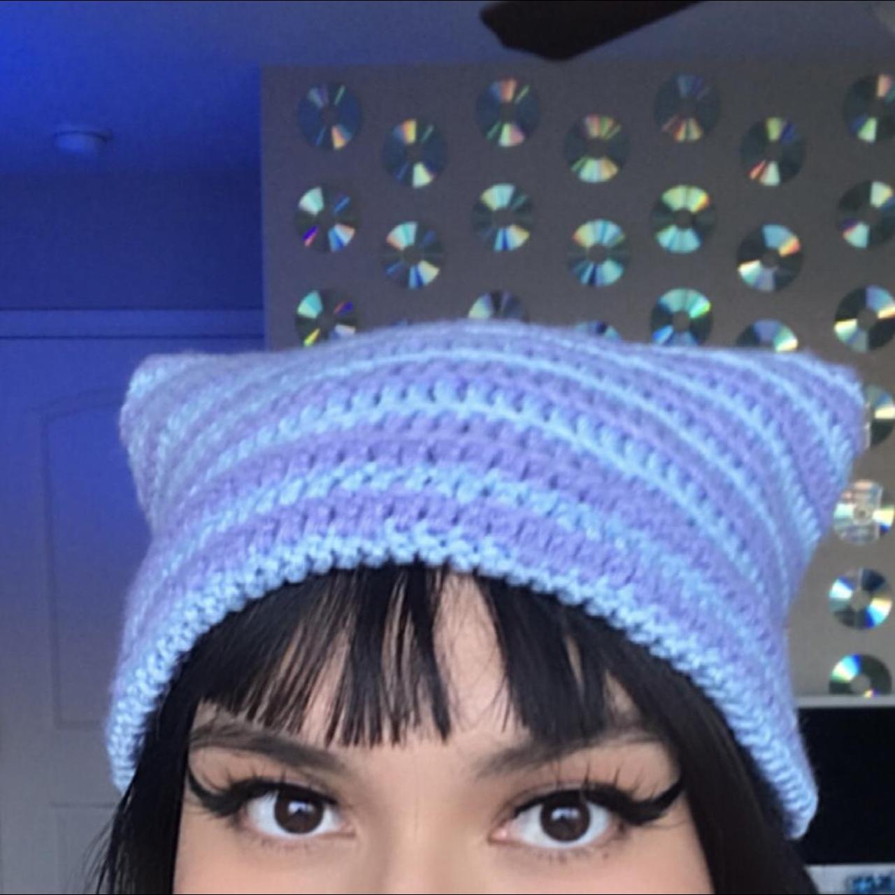 Cat crochet hat handmade by me 💜 dm to customize... - Depop