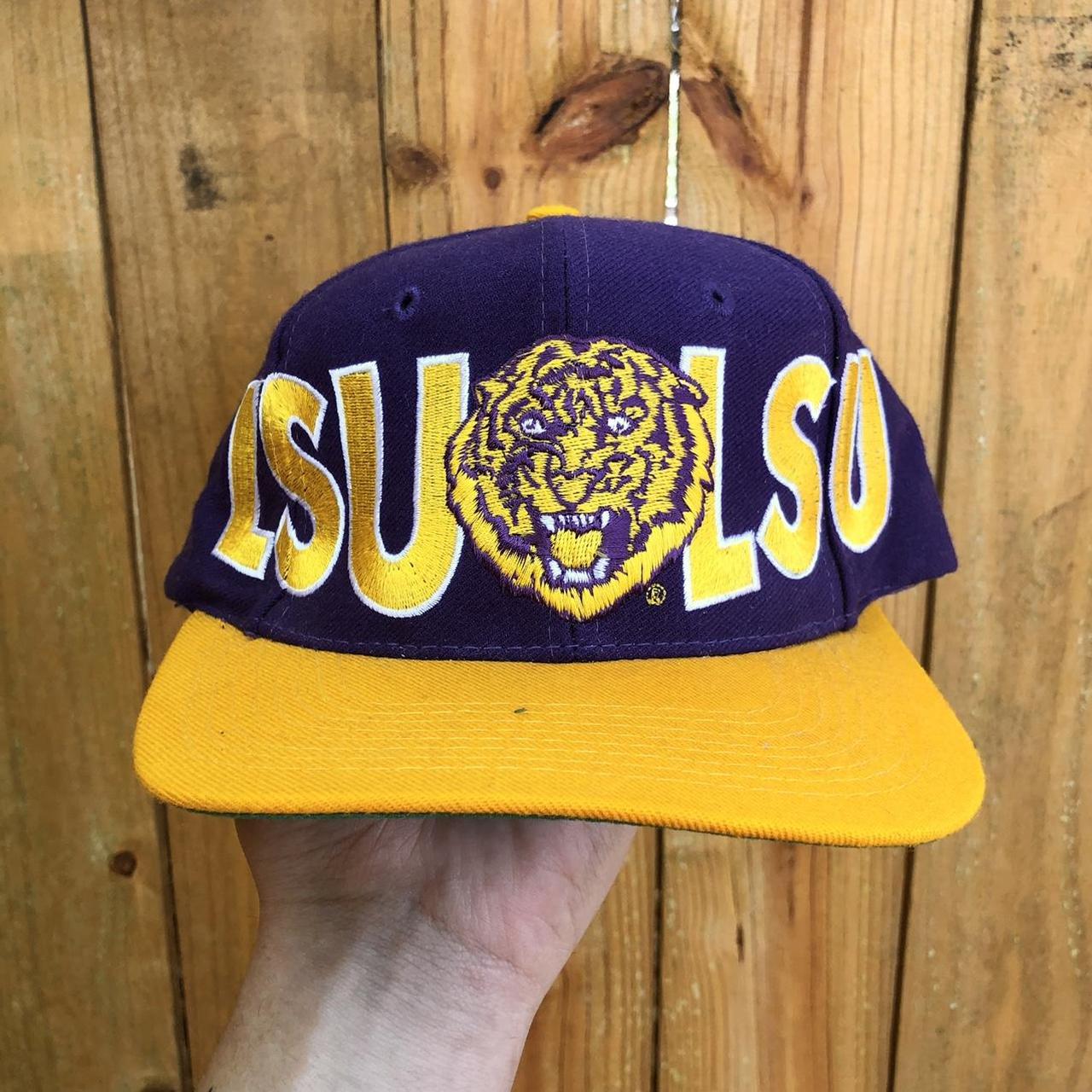 LSU Tigers Vintage 90s Wraparound Snapback Hat -... - Depop