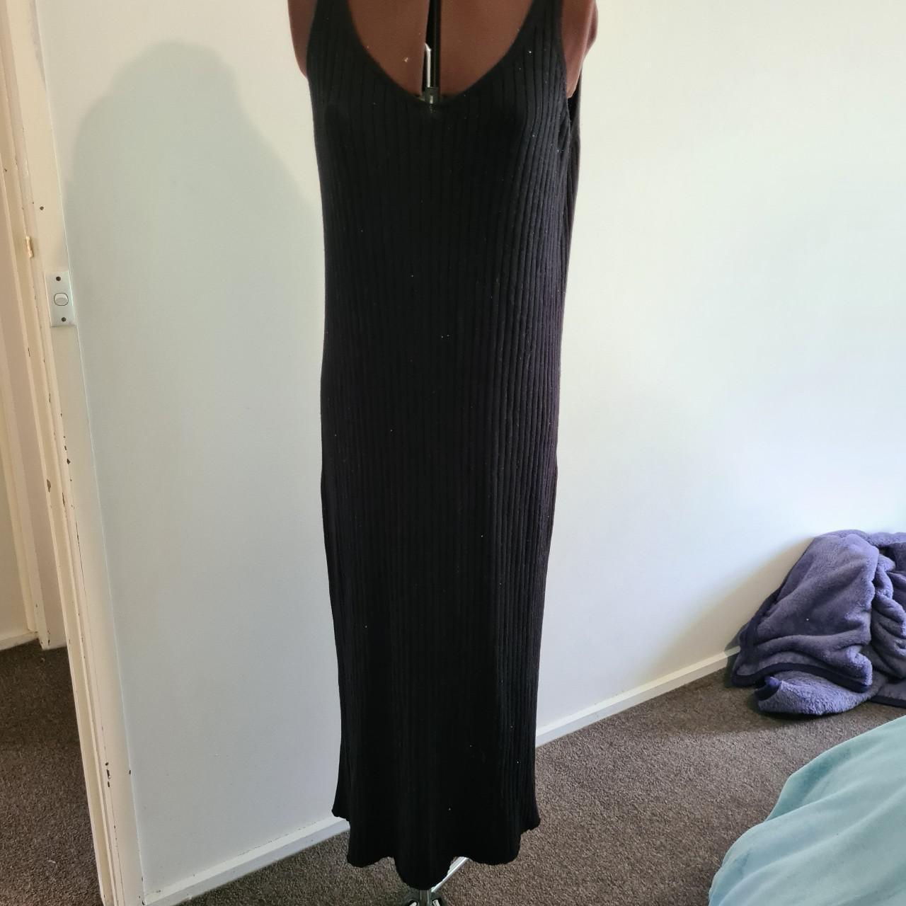 DISCRIPTION: black stretchy ribbed knit midi... - Depop