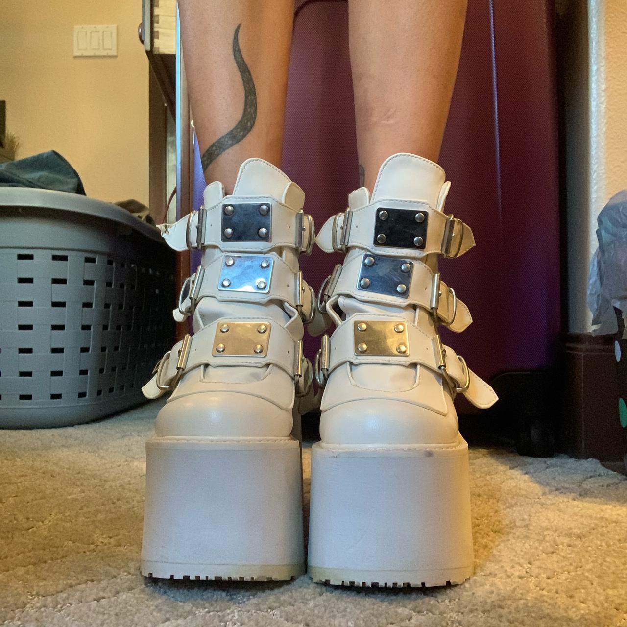 demonia asylum strapped platform boots retail for... - Depop