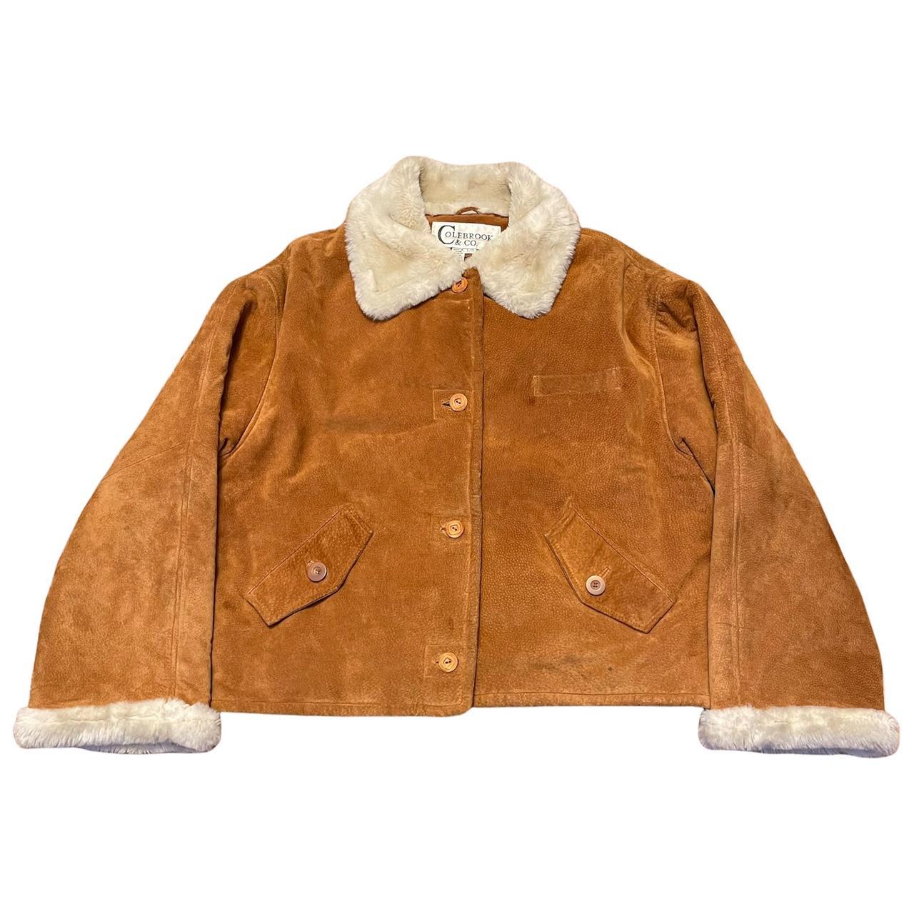 Vintage Suede Leather Shearling Fuzzy Fur Button Up... - Depop