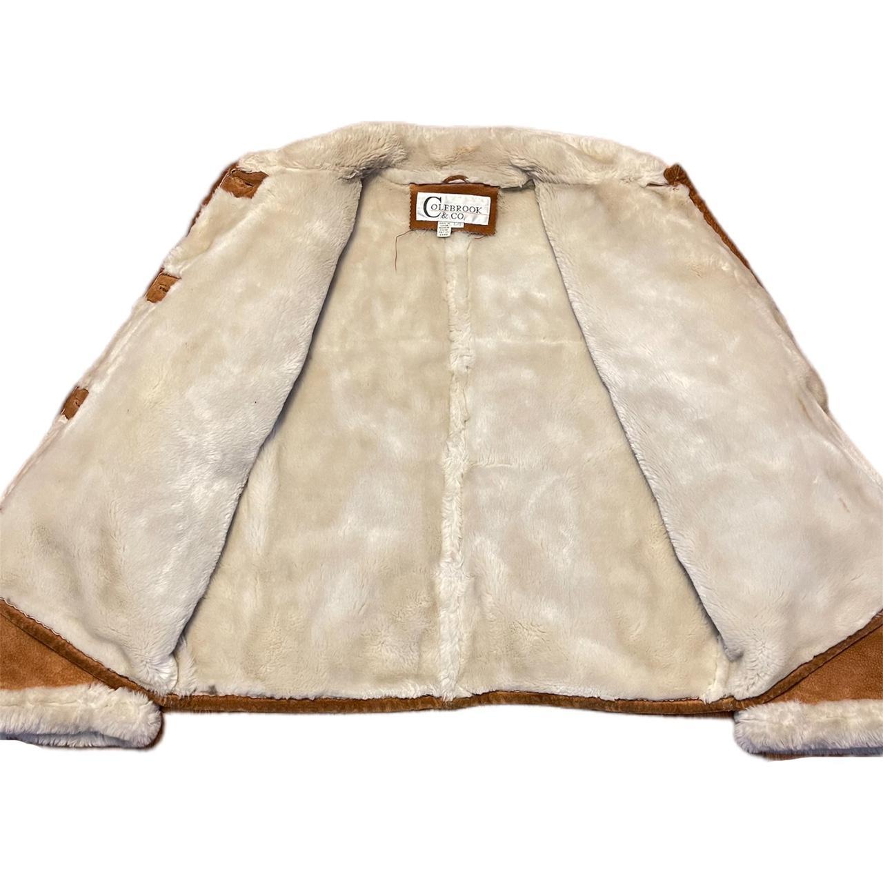 Vintage Suede Leather Shearling Fuzzy Fur Button Up... - Depop