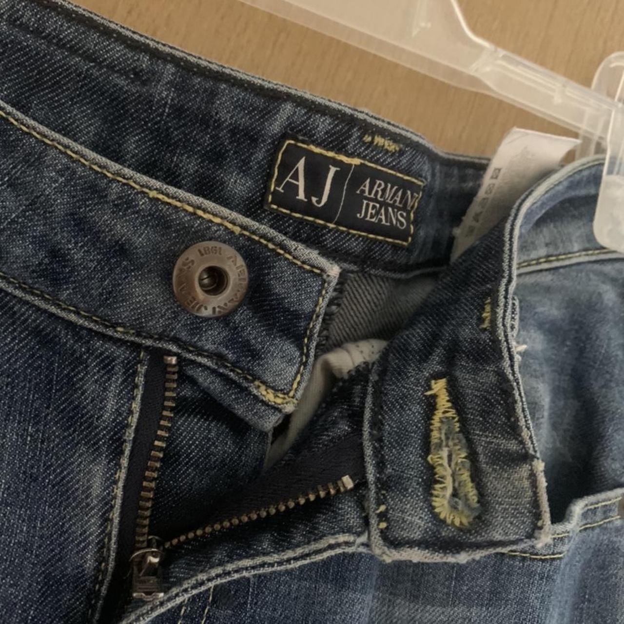 super cool low rise blue armani jeans, 28w 32L,... - Depop