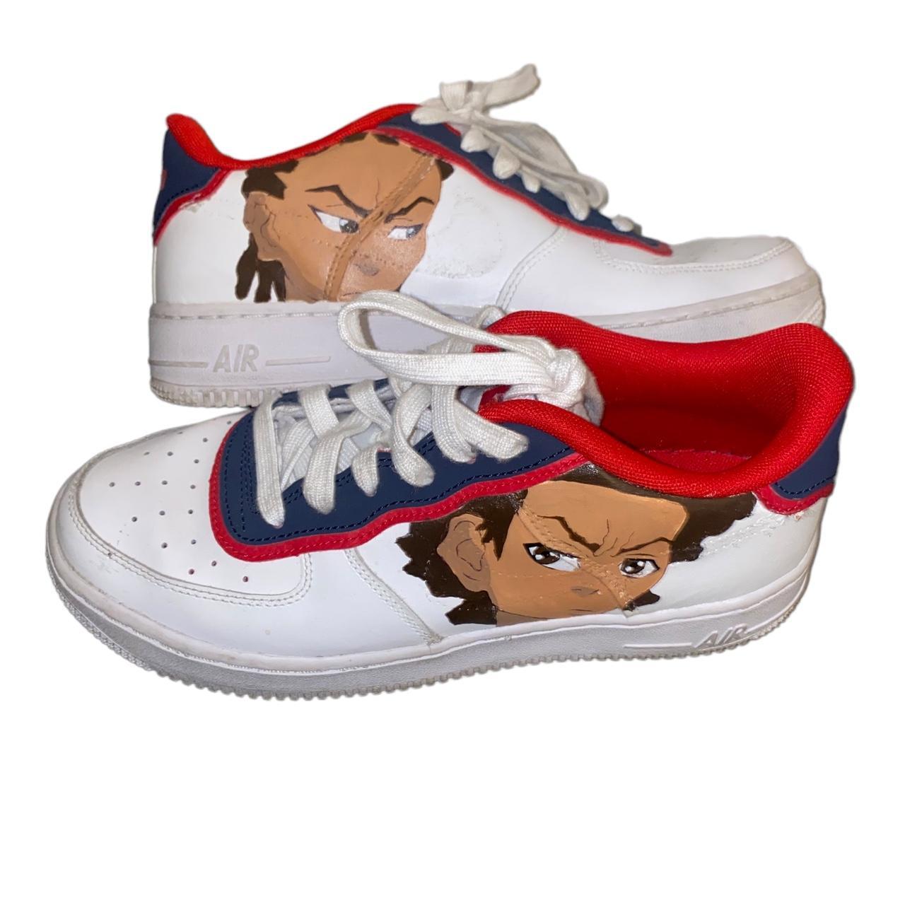 Hand painted (by me) Boondocks white AF1s 6.5Y = 8 W - Depop