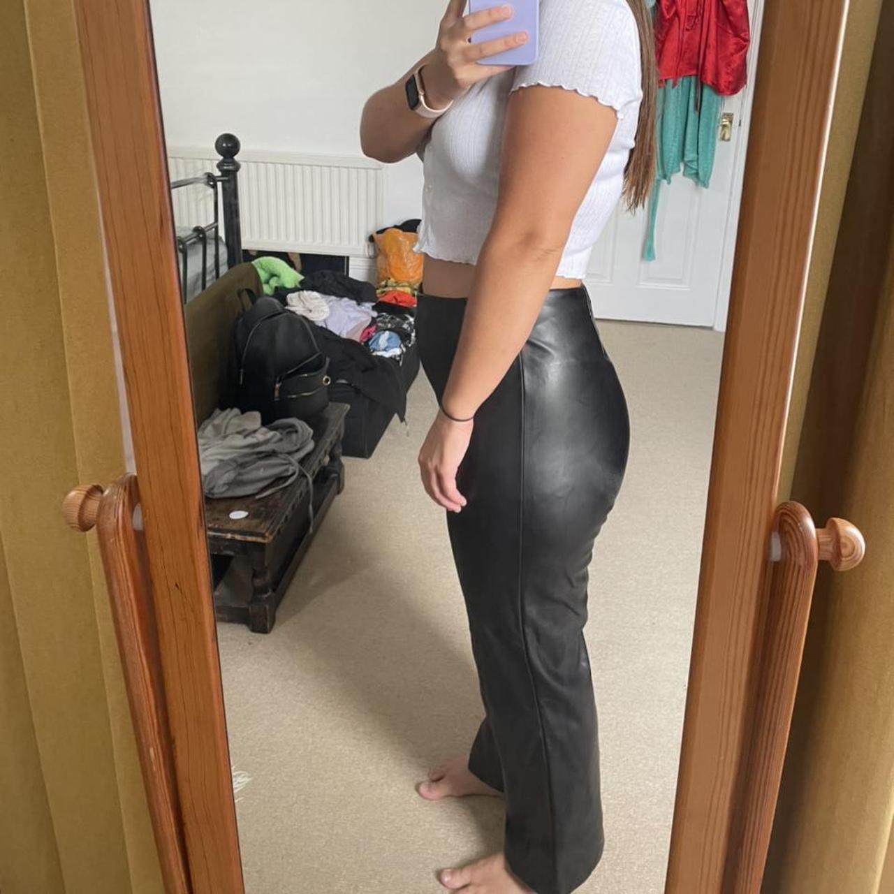 ASOS design leather faux leather pleather flare y2k... | Depop