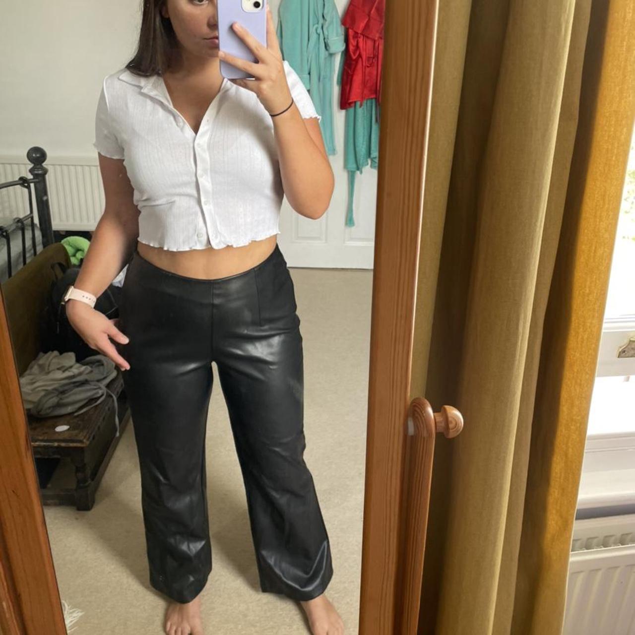 ASOS design leather faux leather pleather flare y2k... | Depop