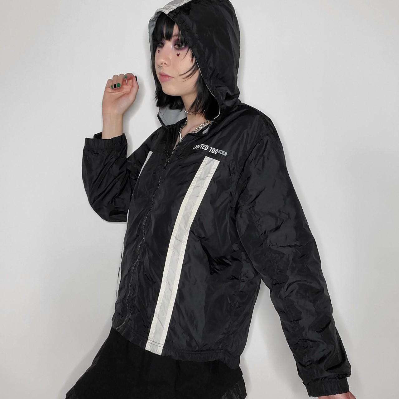 Limited Too 2000s black & white varsity striped... - Depop