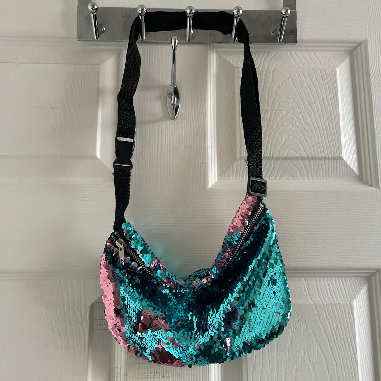 ASOS blue and pink sequin bumbag Never used - Depop