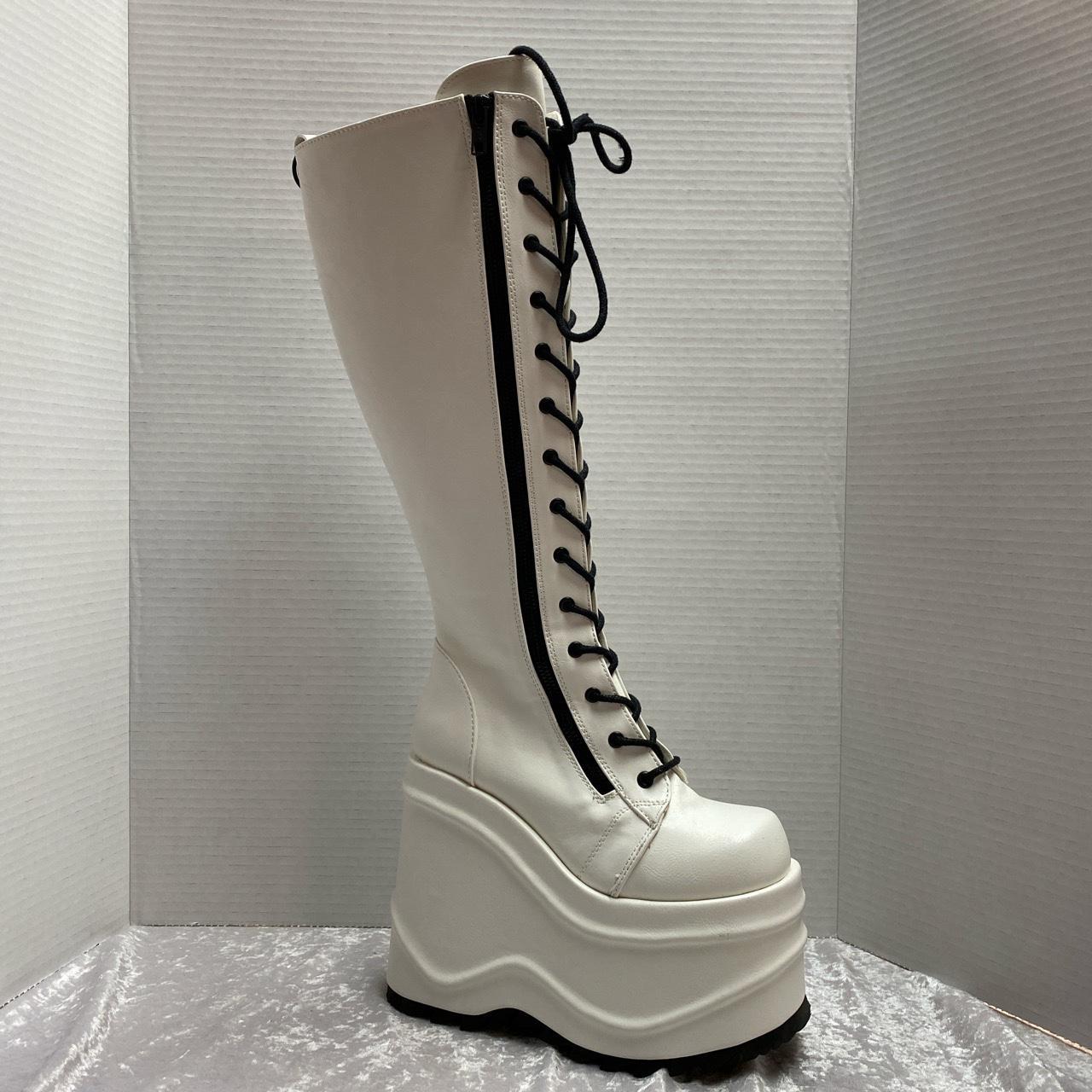 Demonia Wave-200 White Vegan Leather With a 6"... - Depop