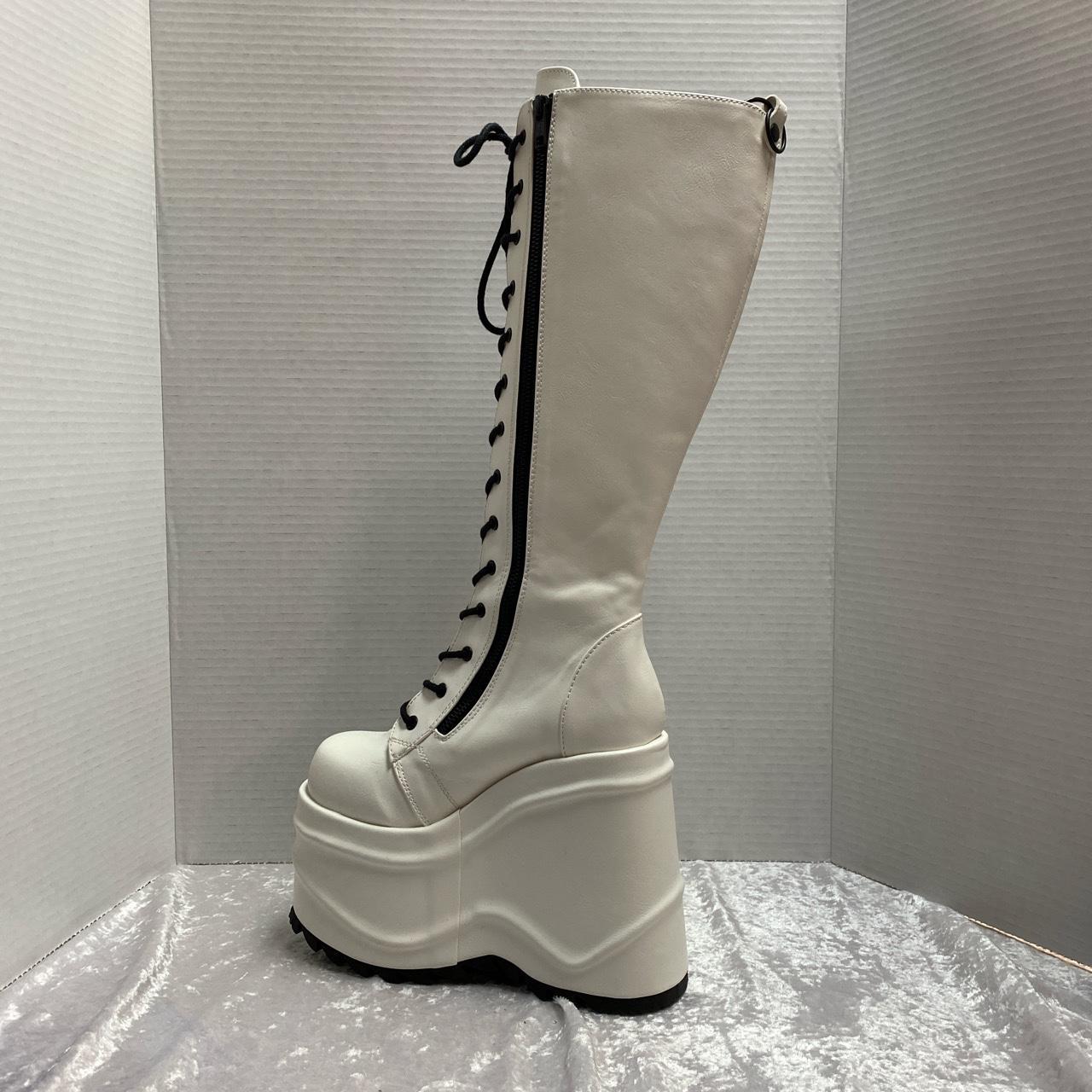 Demonia Wave-200 White Vegan Leather With a 6"... - Depop