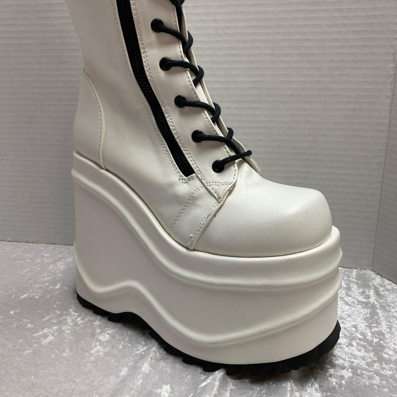 Demonia Wave-200 White Vegan Leather With a 6"... - Depop