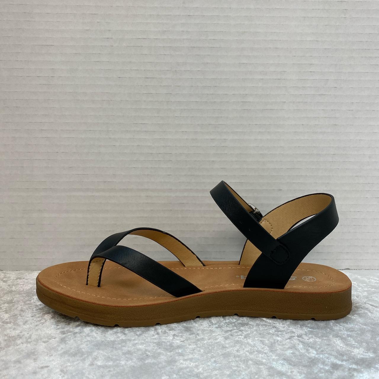 SODA Ryder Sandals in Black - Black straps - Tan... - Depop