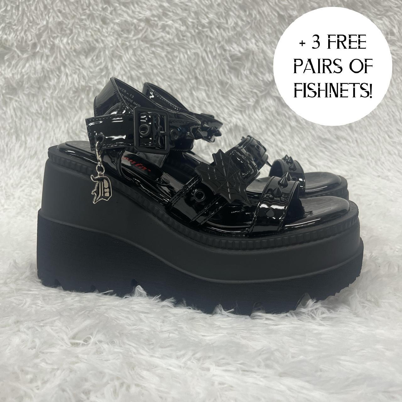 Demonia Shaker-13 4 1/2" Wedge Platform Ankle Strap... | Depop