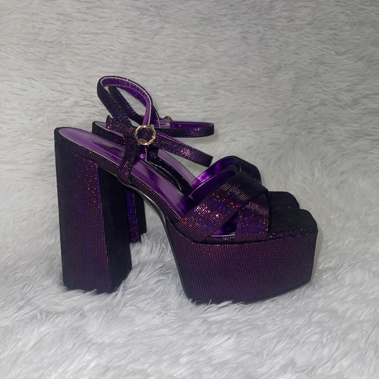 Bamboo Thrilled-04 Purple Platform Sandals with... - Depop