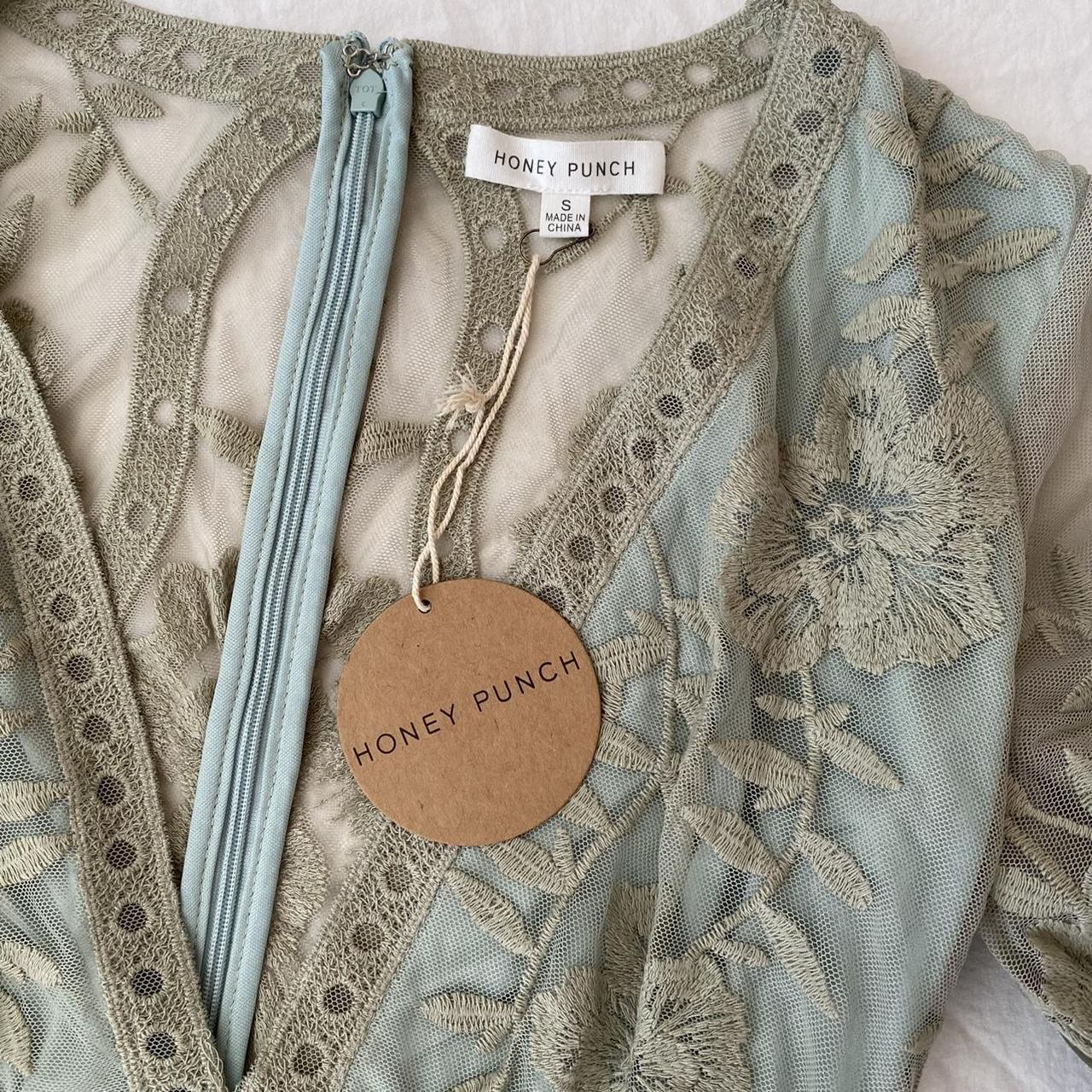 New with tag Honey Punch sage green lace romper in... - Depop