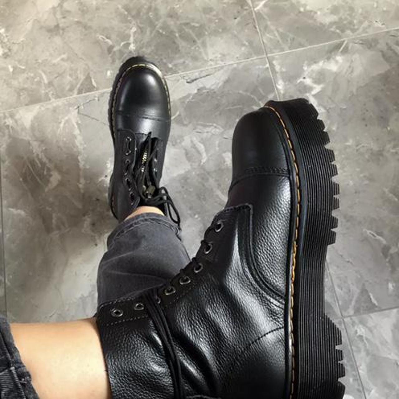 Pleated black chunky zip up boots FREE UK... - Depop