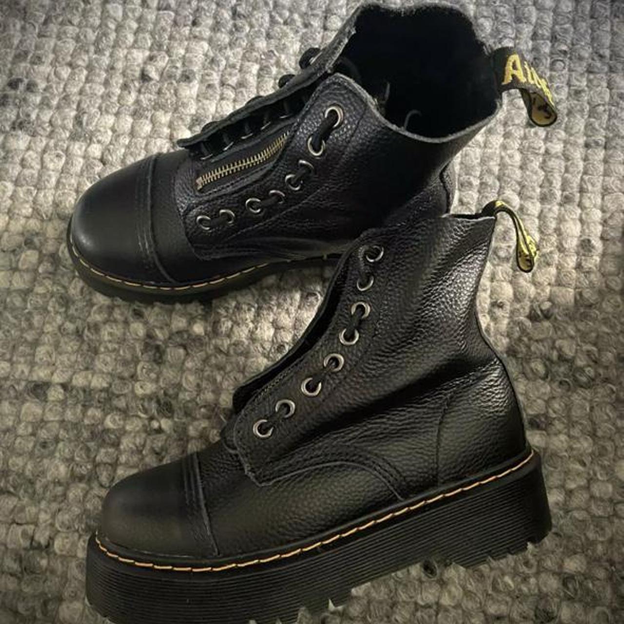 Pleated black chunky zip up boots FREE UK... - Depop