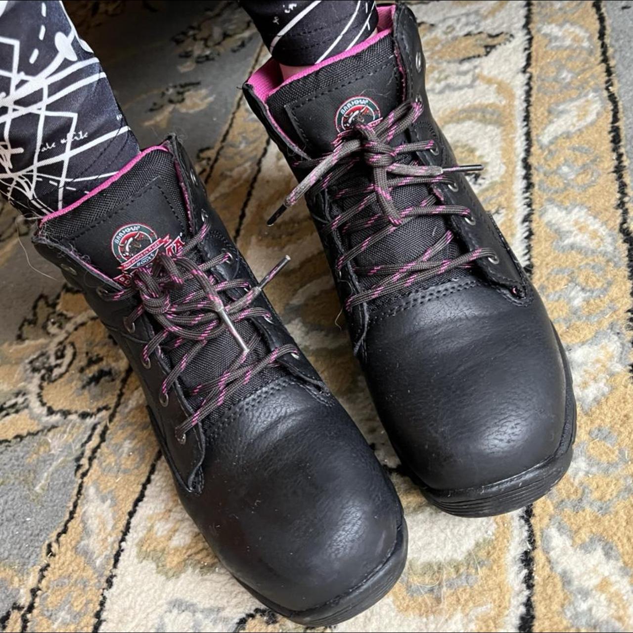 Timberland Women's Black and Pink Boots | Depop