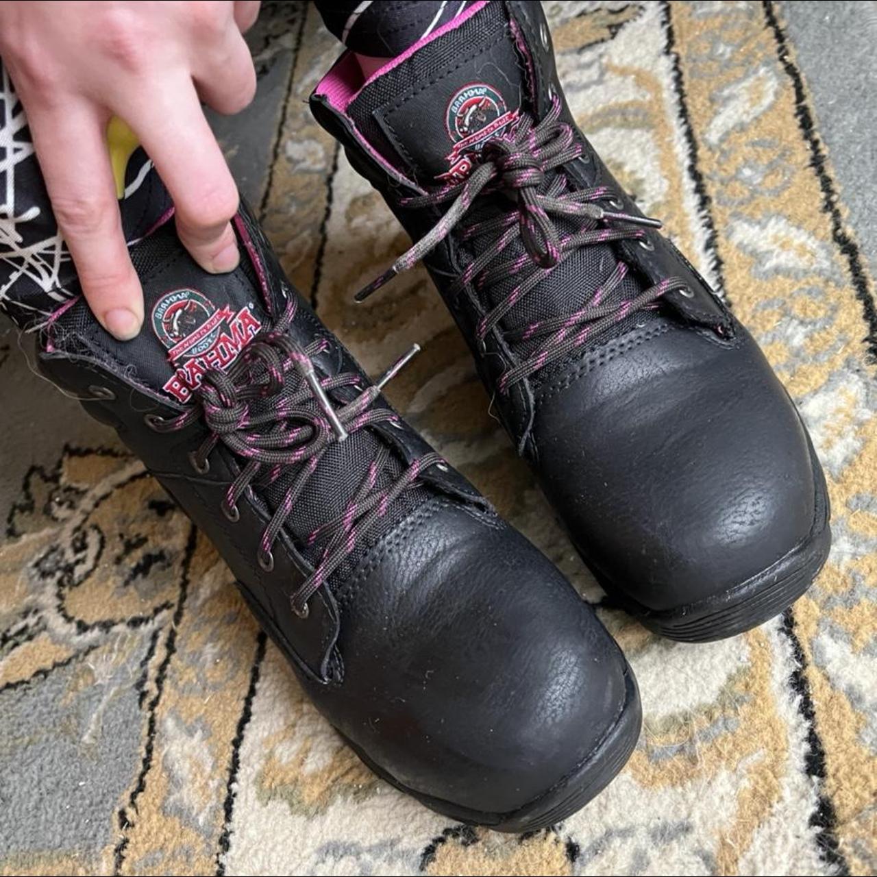 Timberland Women's Black and Pink Boots | Depop