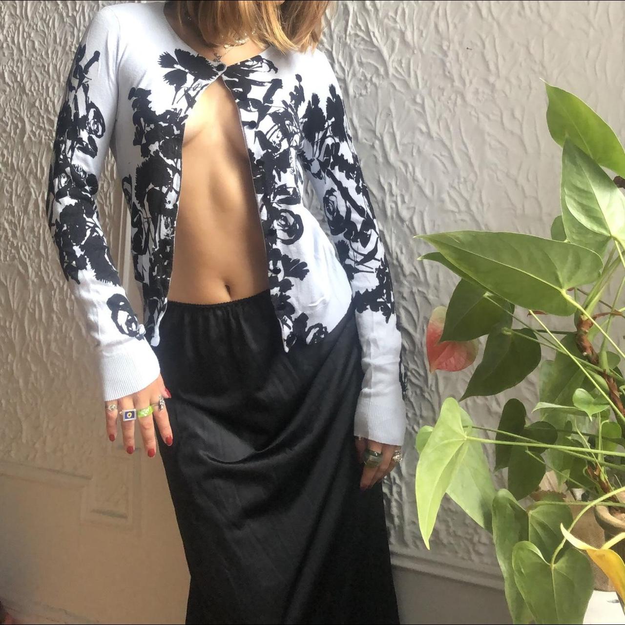 Blue pattern cardigan!!!! Light blue with black... - Depop