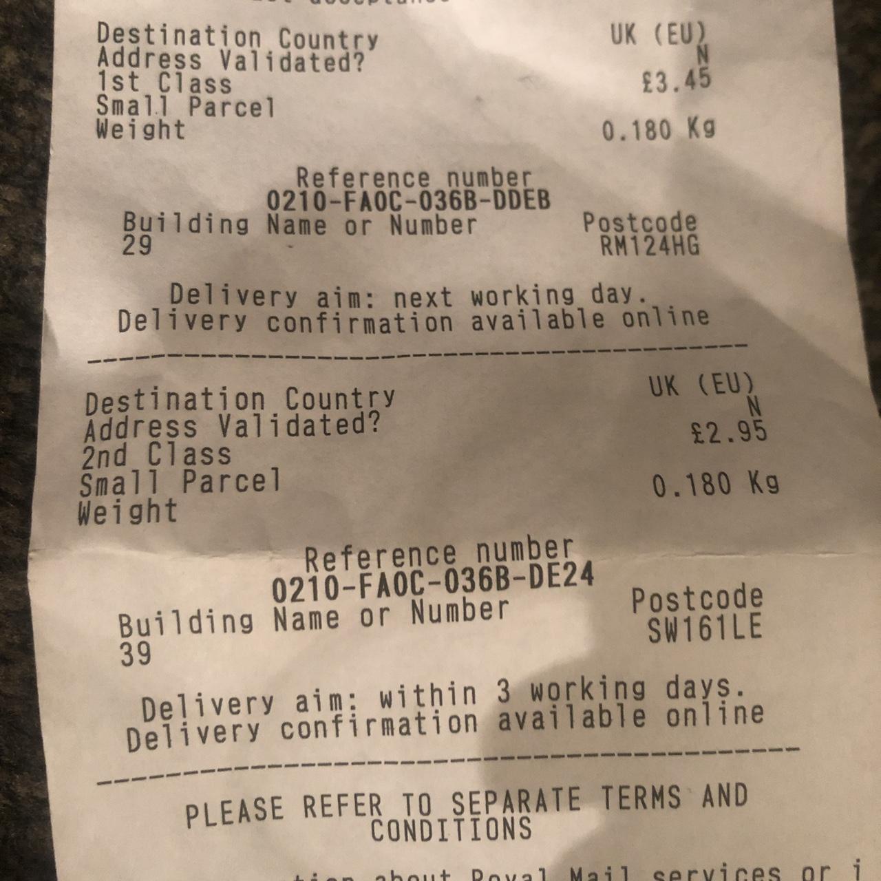 2 proof of postage receipt - Depop