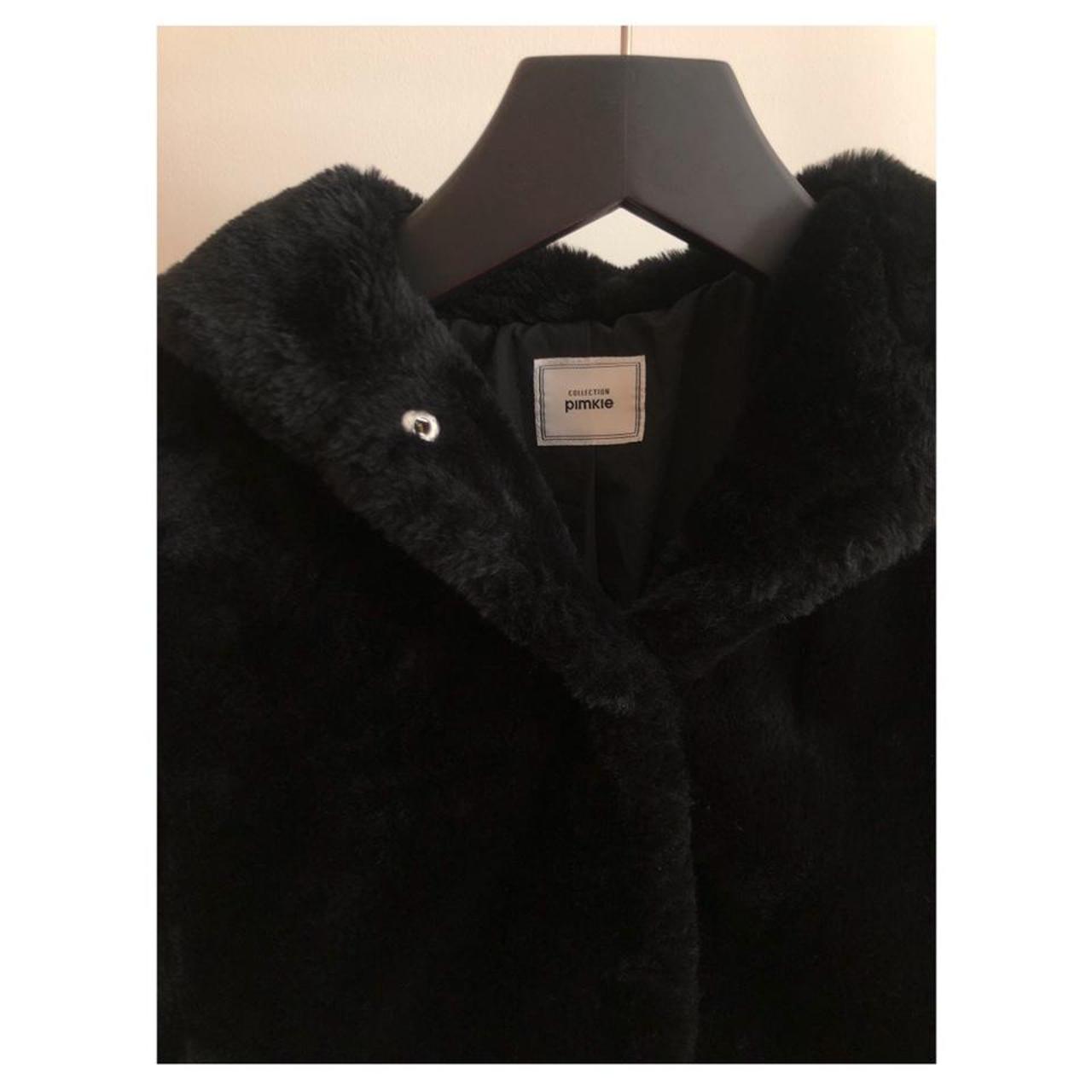 PIMKIE Faux Fur Hooded Jacket in Black 🖤 Perfect... - Depop
