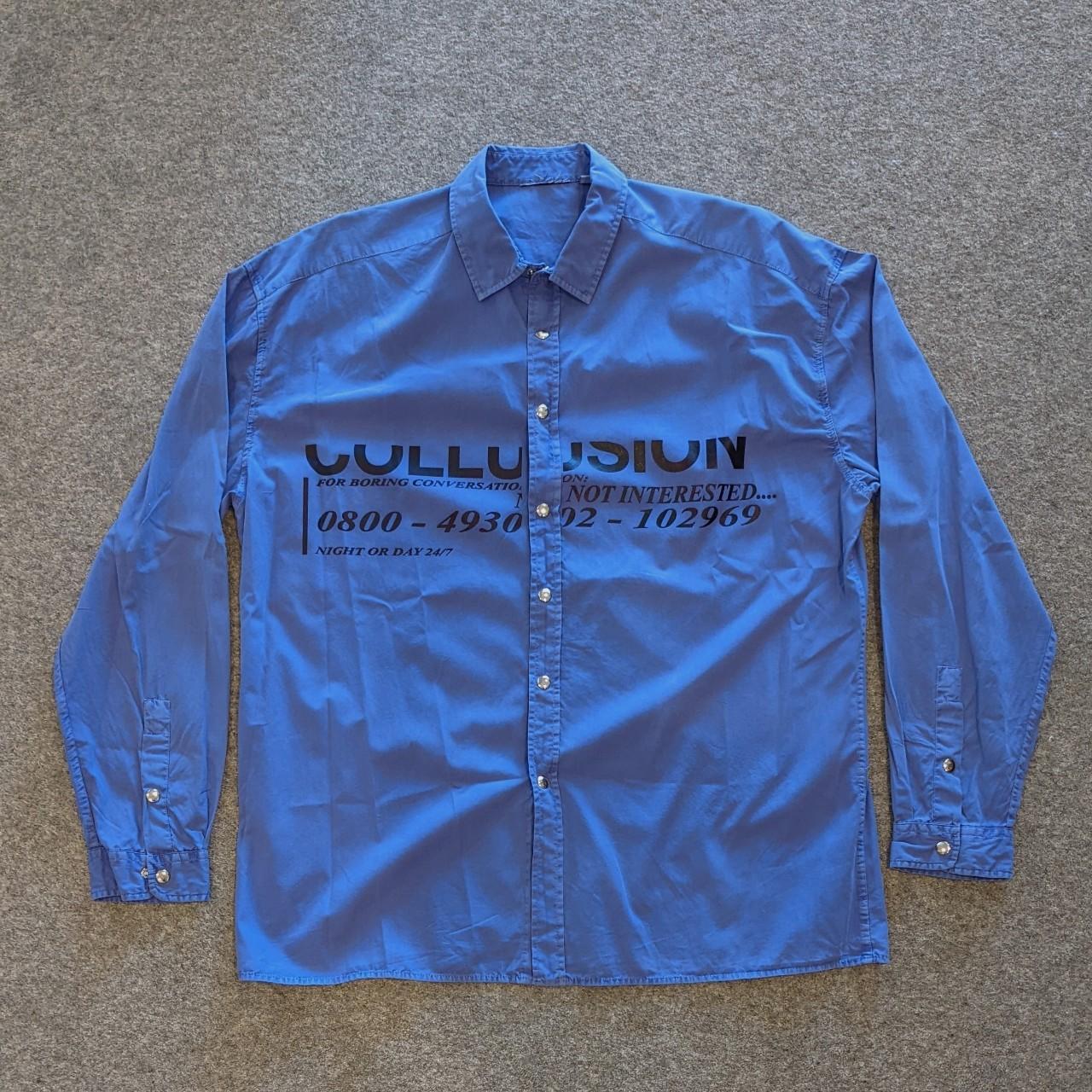 Collusion Blue/Purple shirt with chrome poppers and... - Depop