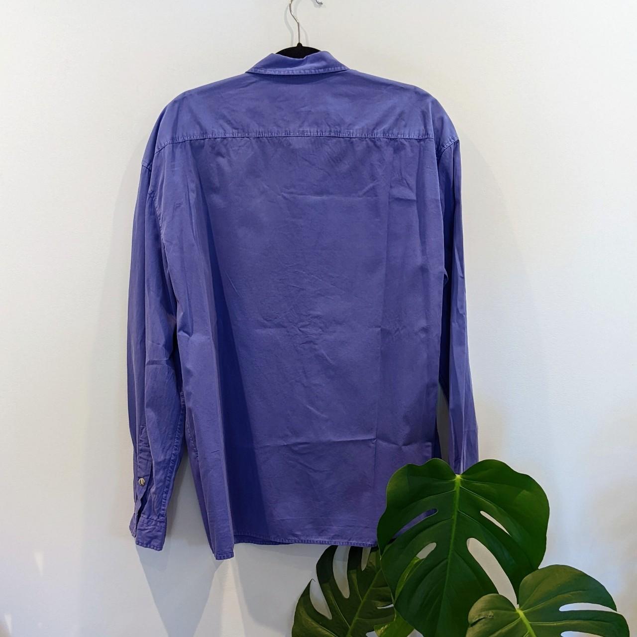 Collusion Blue/Purple shirt with chrome poppers and... - Depop