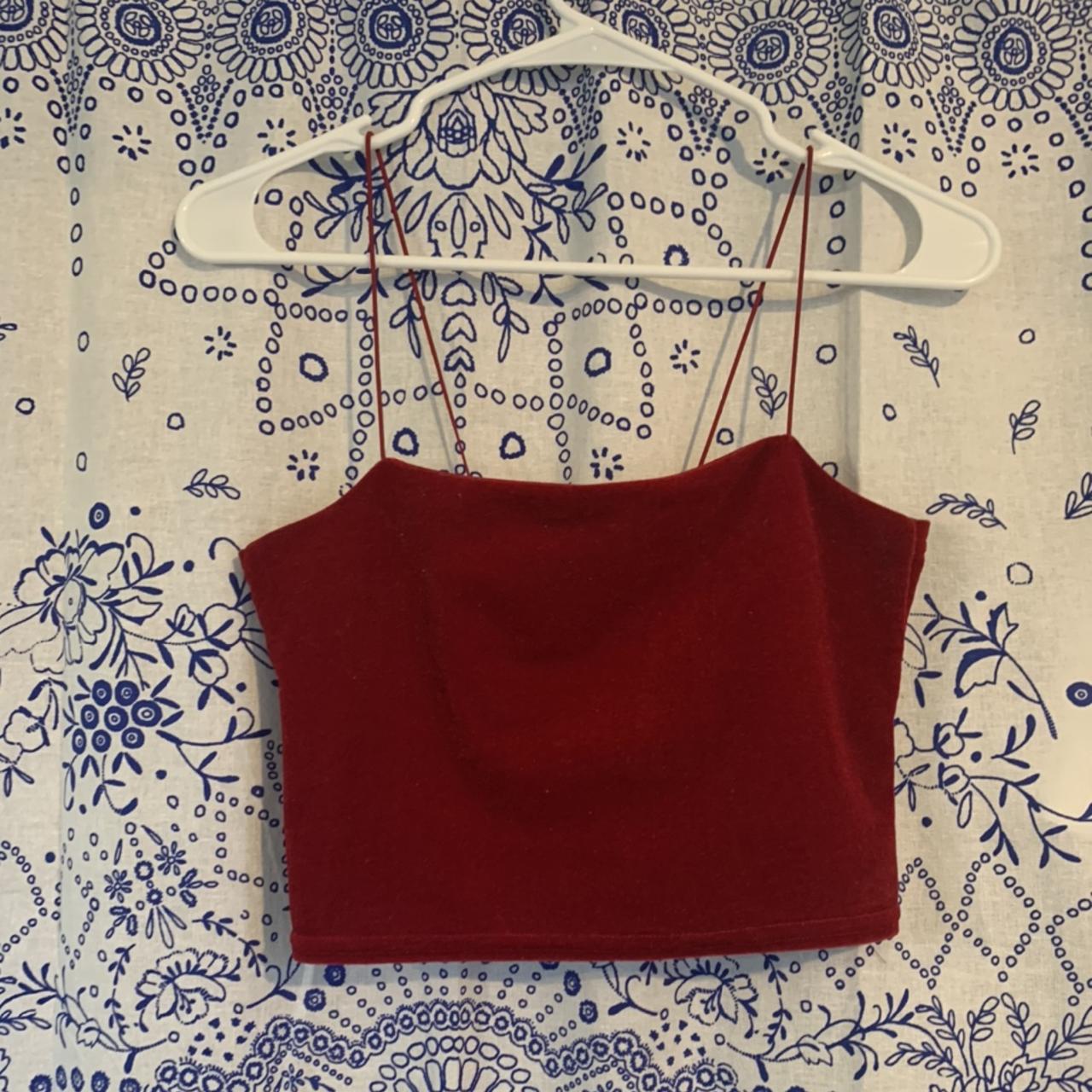 absolutely stunning red velvet spaghetti strap high... - Depop