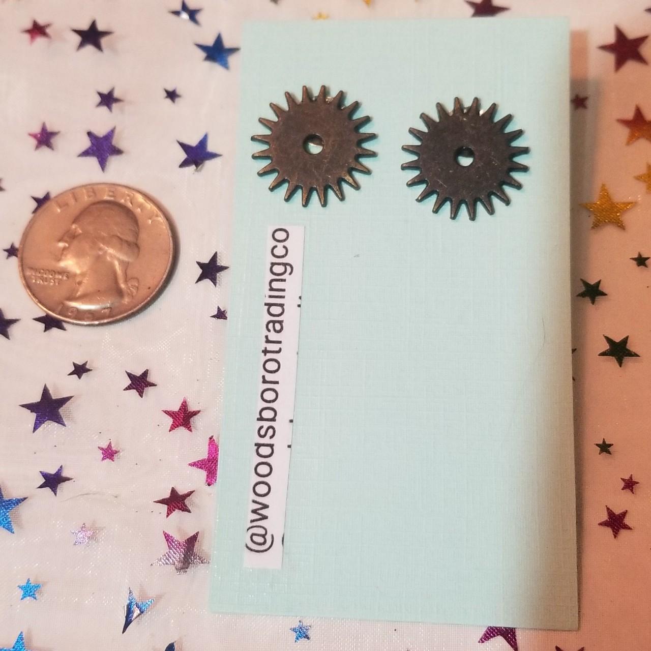 Black Gears Stud Earrings ☆☆☆ Handmade nickel-free... - Depop