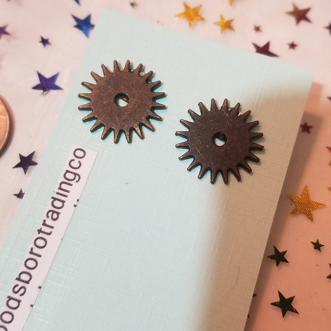 Black Gears Stud Earrings ☆☆☆ Handmade nickel-free... - Depop