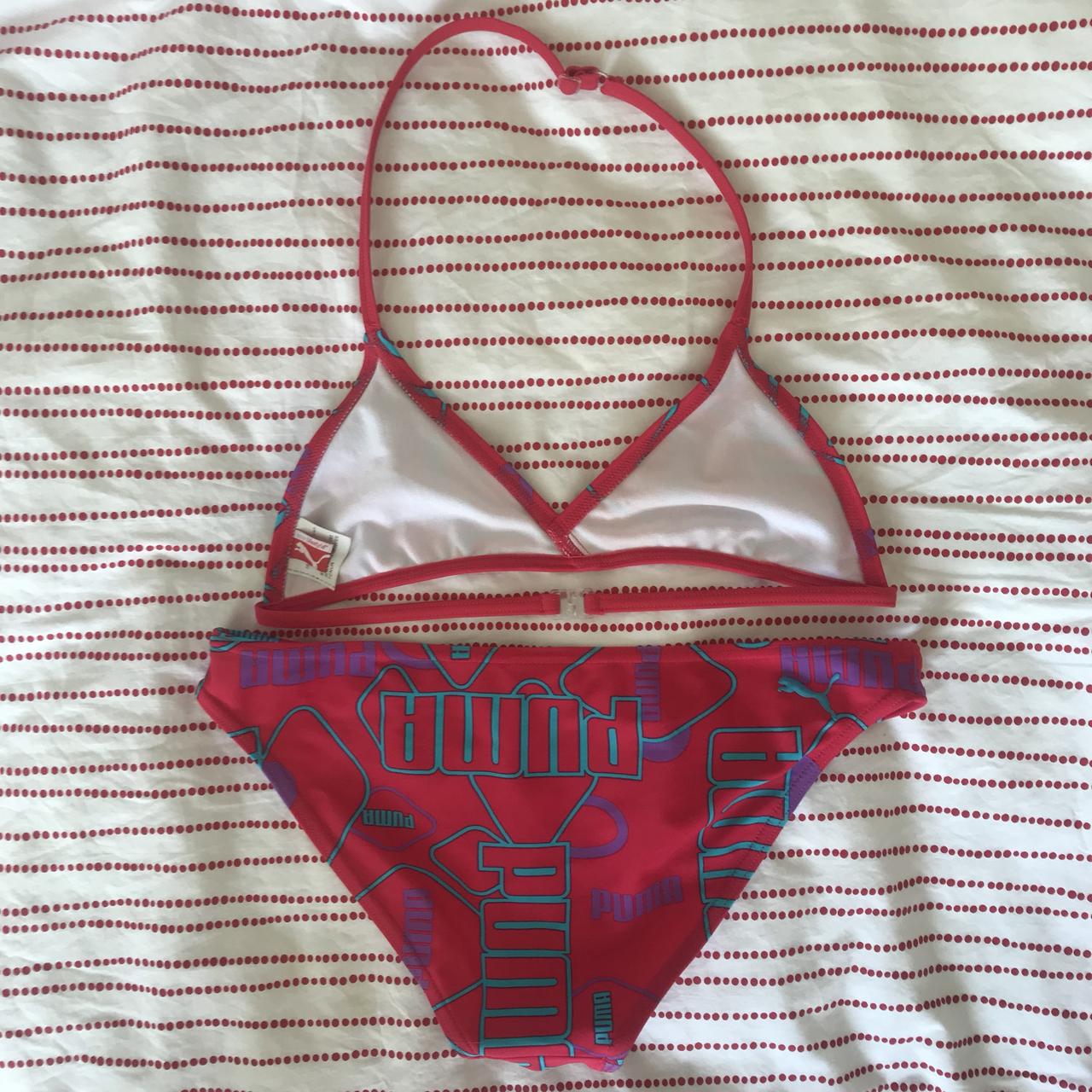 **REDUCED** hot pink / red vintage puma bikini size... - Depop