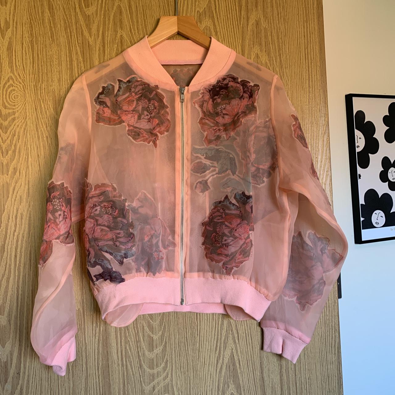 Beautiful sheer pink organza bomber jacket with... - Depop